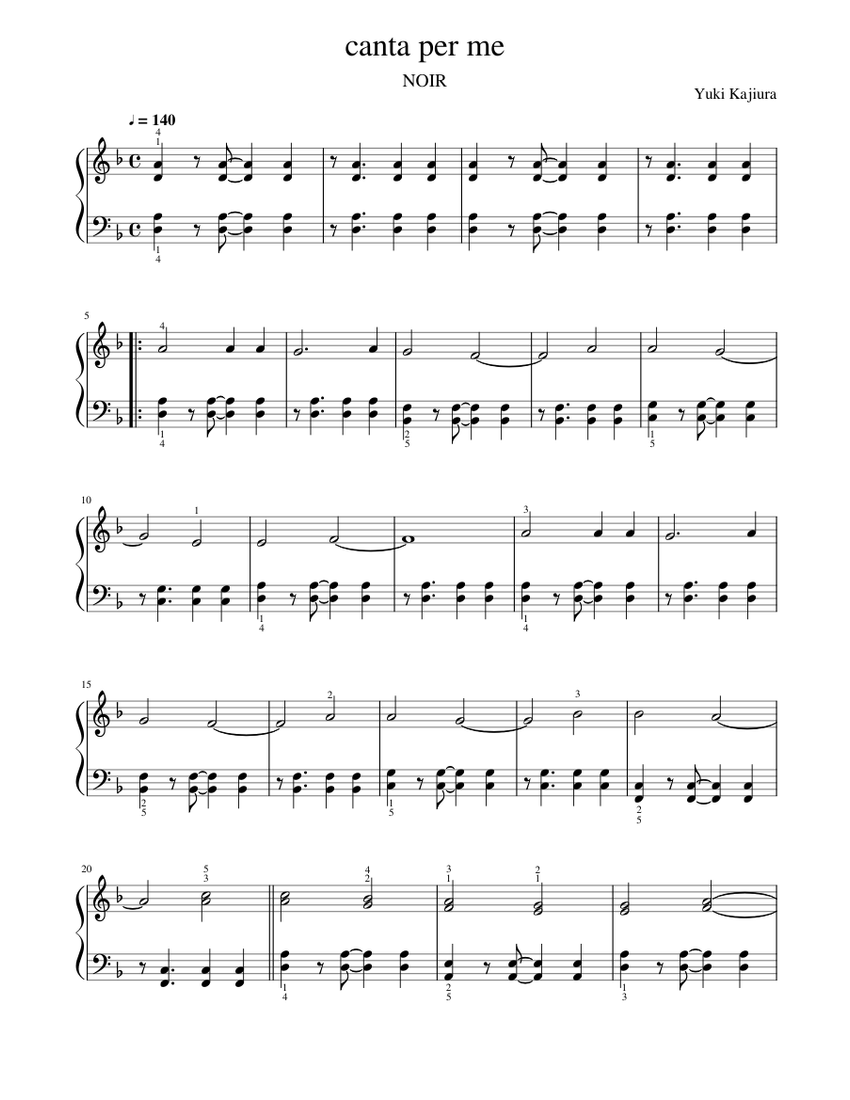 canta per me Sheet Music for Piano (Solo) easy | MuseScore.com