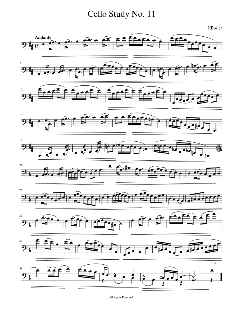Cello Study No. 11 Sheet music for Cello (Solo) | Musescore.com