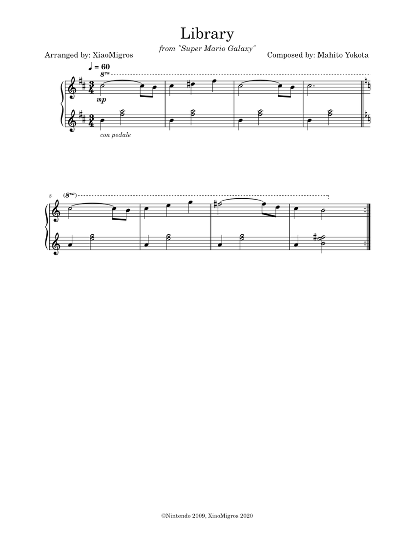 Library - Super Mario Galaxy Sheet music for Piano (Solo) | Musescore.com