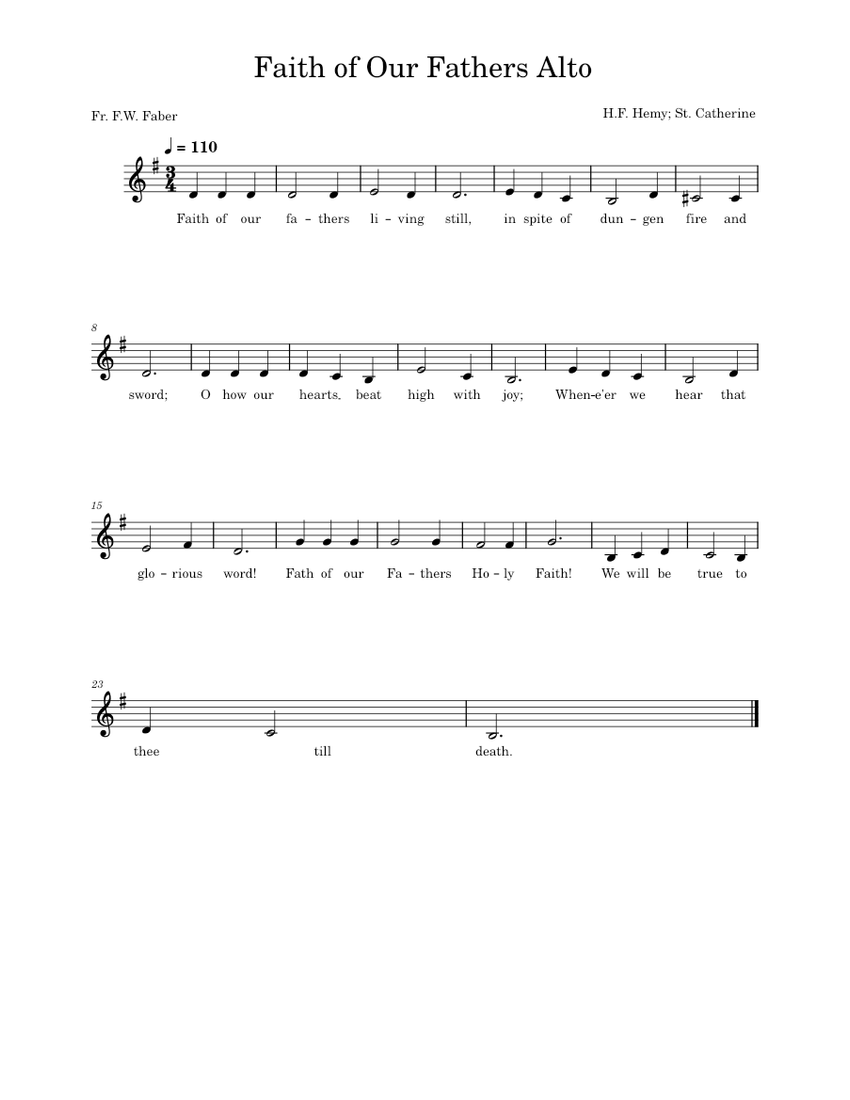 Faith of Our Fathers Sheet music for Female (SATB) | Musescore.com