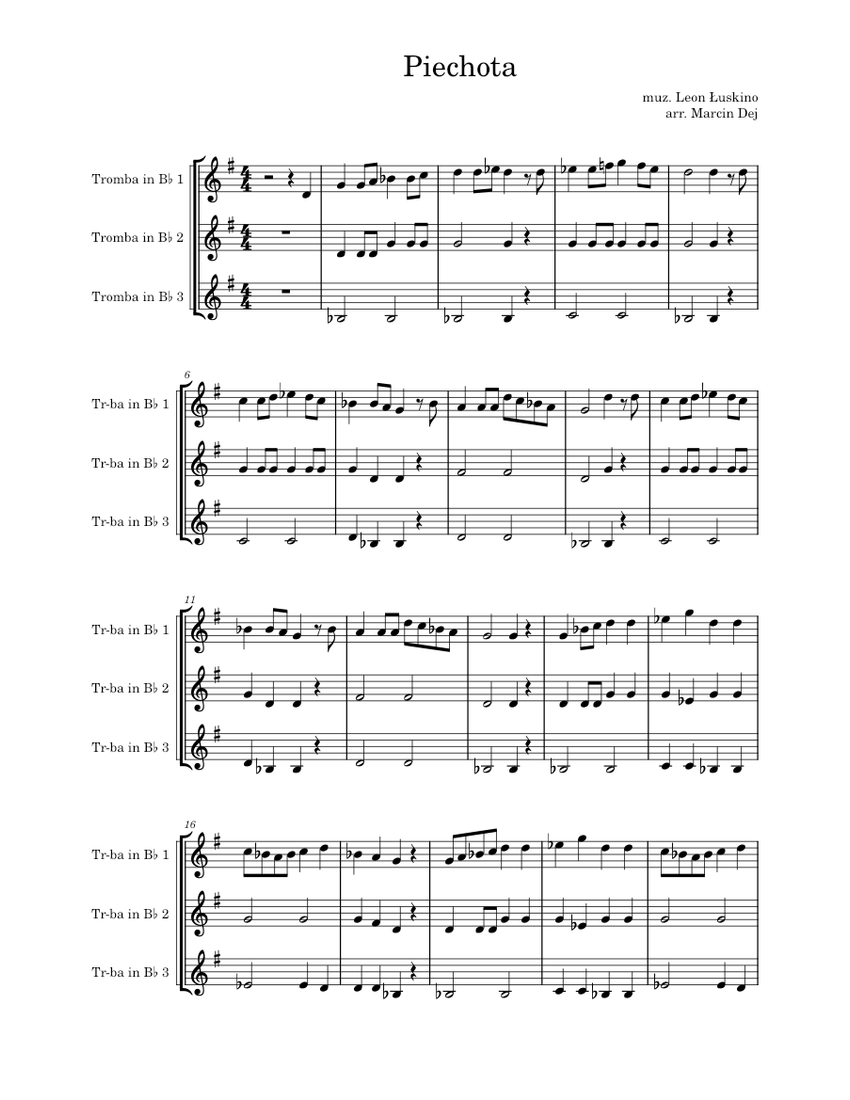 Piechota Trumpet trio Sheet music for Trumpet in b-flat (Brass Trio ...