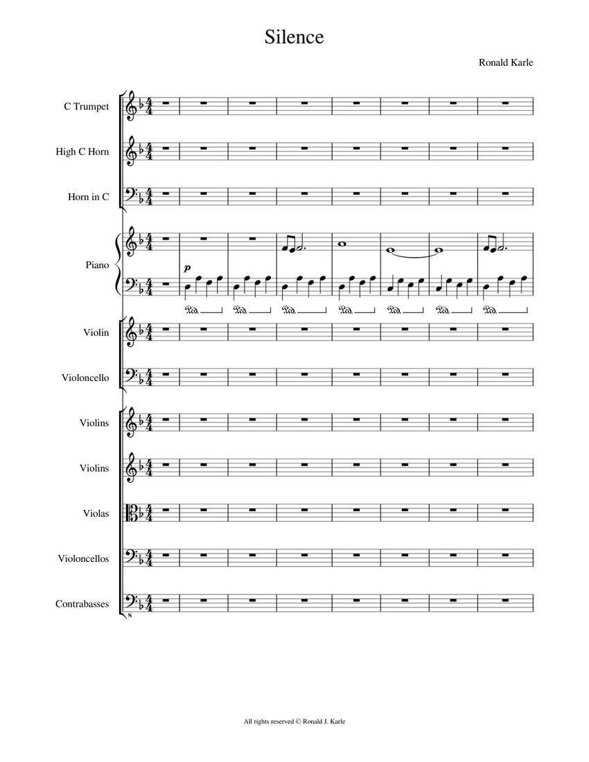 Silence Sheet music for Piano, Violin, Cello, Strings group & more ...
