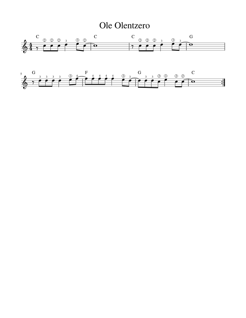 Ole Olentzero Sheet Music with Chords for Piano (Solo) Easy | MuseScore.com