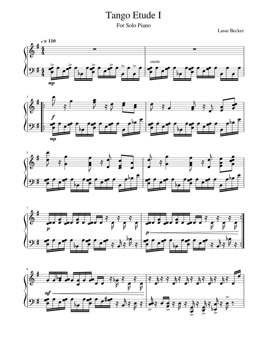 Tango Etude I. - piano tutorial