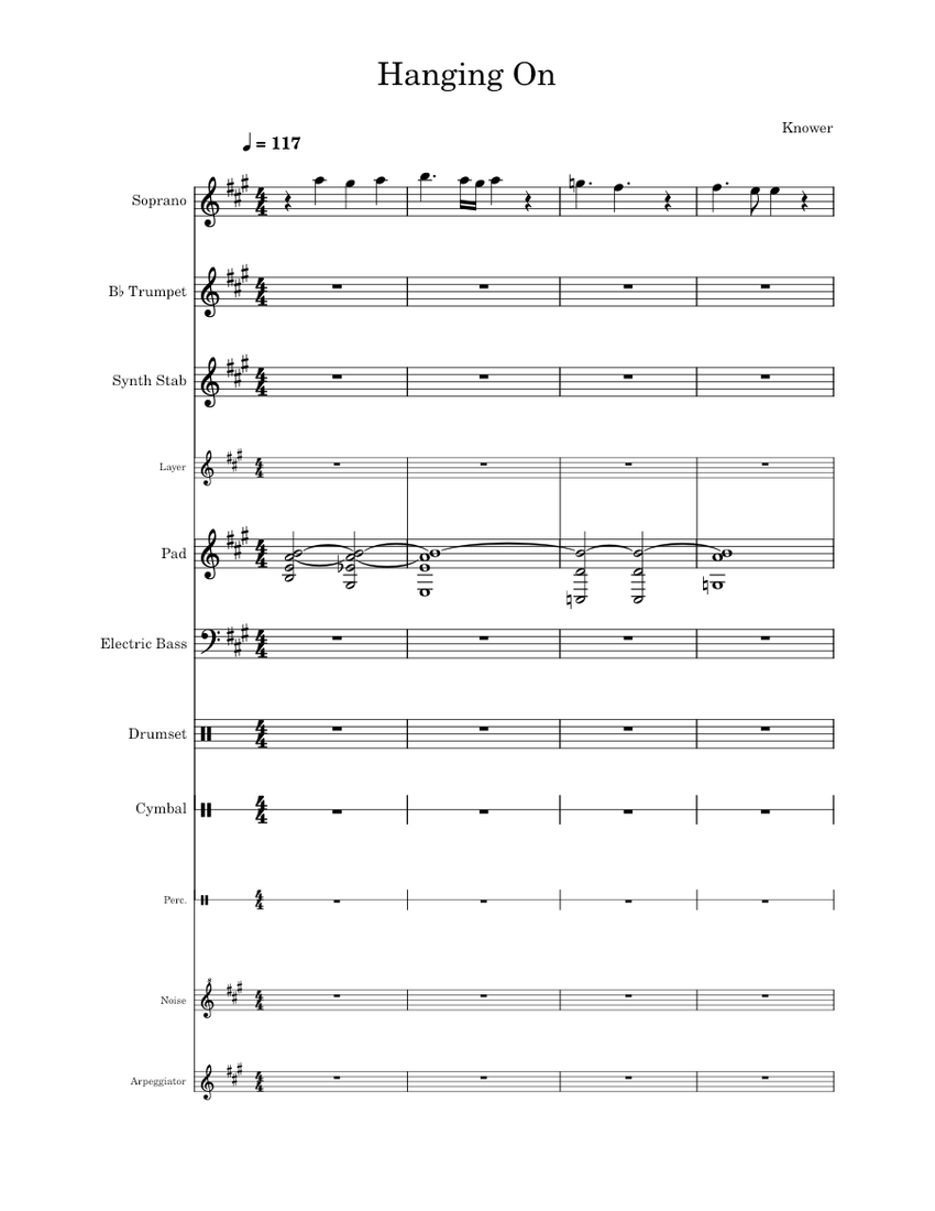 Hanging on – KNOWER, Louis Cole Sheet music for Soprano, Harpsichord ...