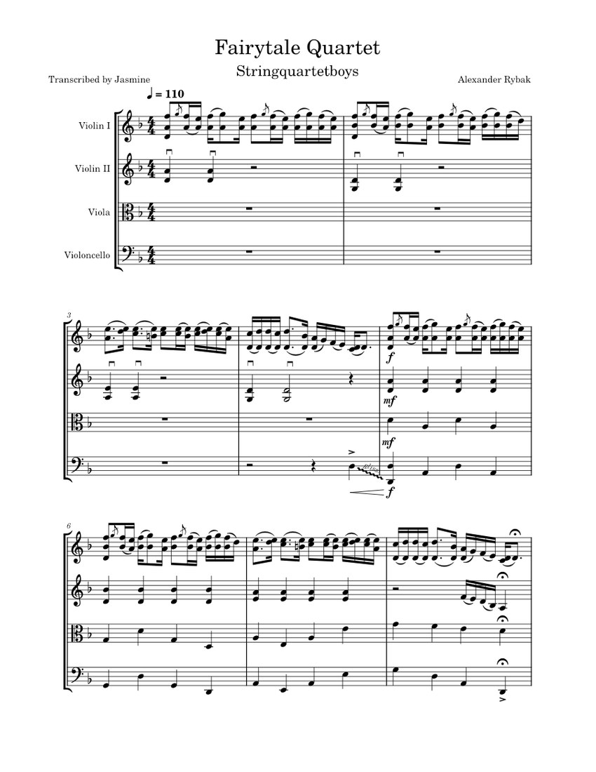 Fairytale by Alexander Rybak Sheet music for Violin, Viola, Cello ...