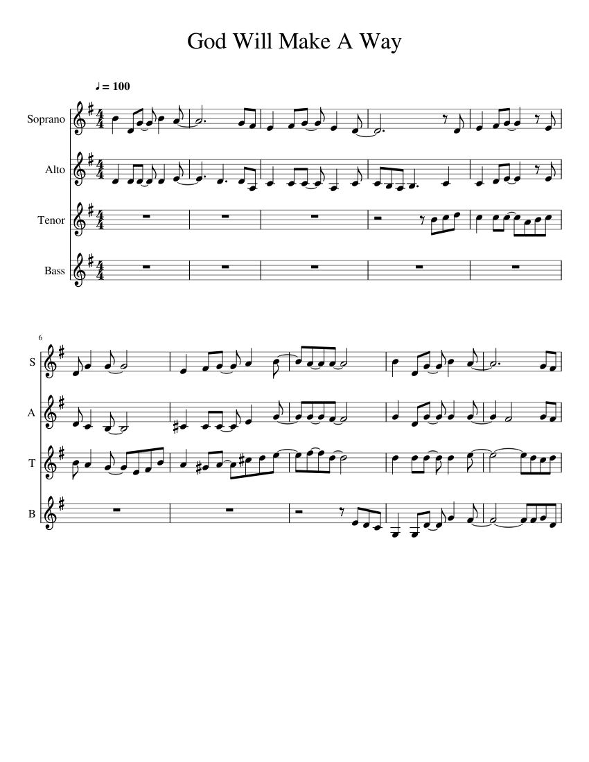 God will make a way - Don Moen Sheet Music for Violin (Mixed Quartet ...
