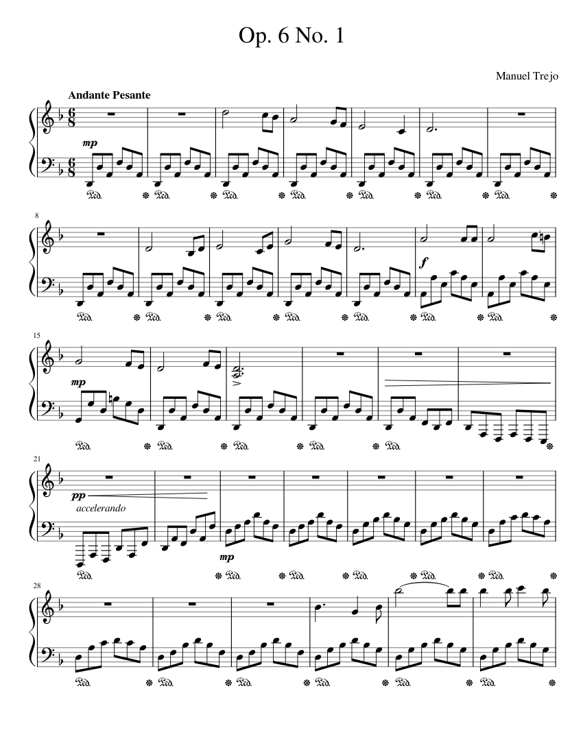 Op. 6 No. 1 Sheet music for Piano (Solo) | Musescore.com