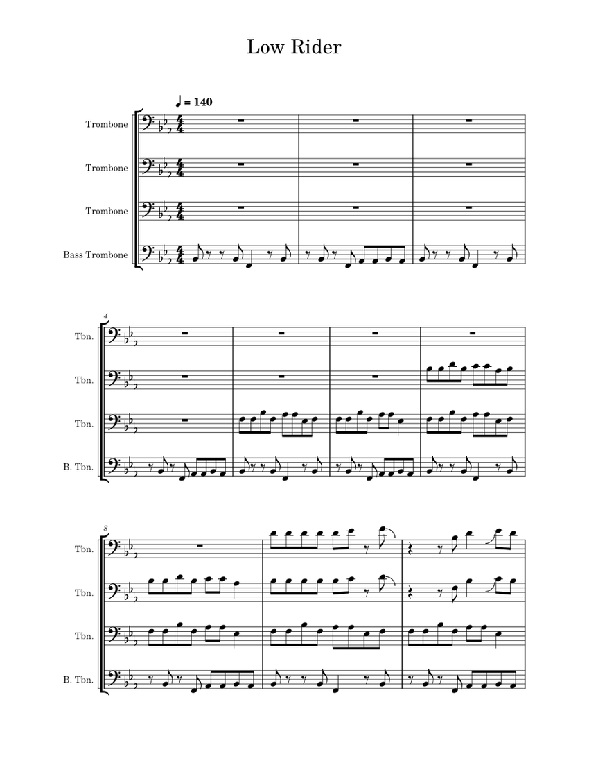 Low rider – War Sheet Music for Trombone (Brass Quartet) | MuseScore.com