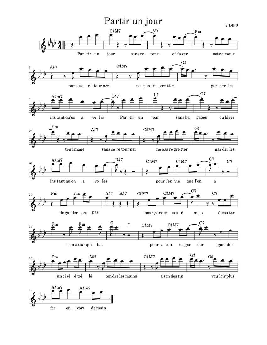 Partir un jour Sheet Music with Chords for Piano (Solo) | MuseScore.com