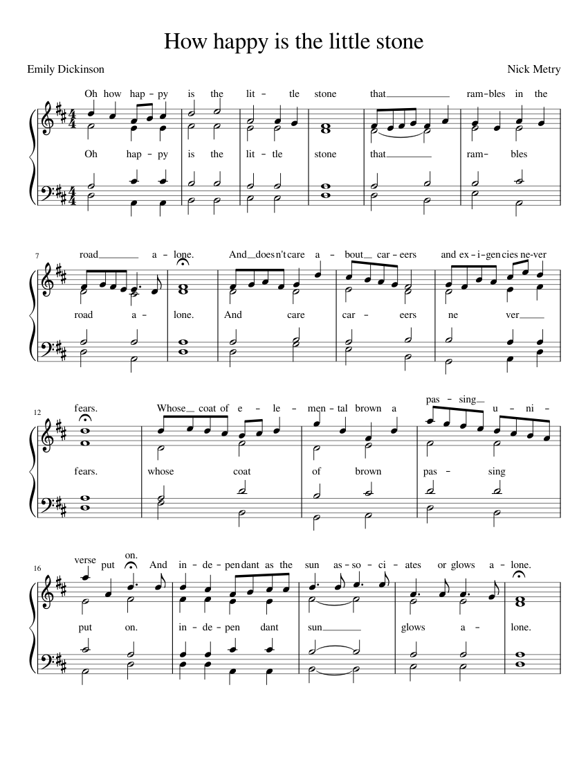 How happy is the little stone Sheet Music for Piano (Solo) Easy ...
