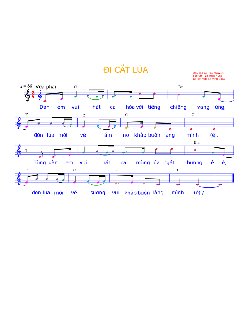 Đi cắt lúa di cat lua Sheet music for Piano (Solo) | Musescore.com