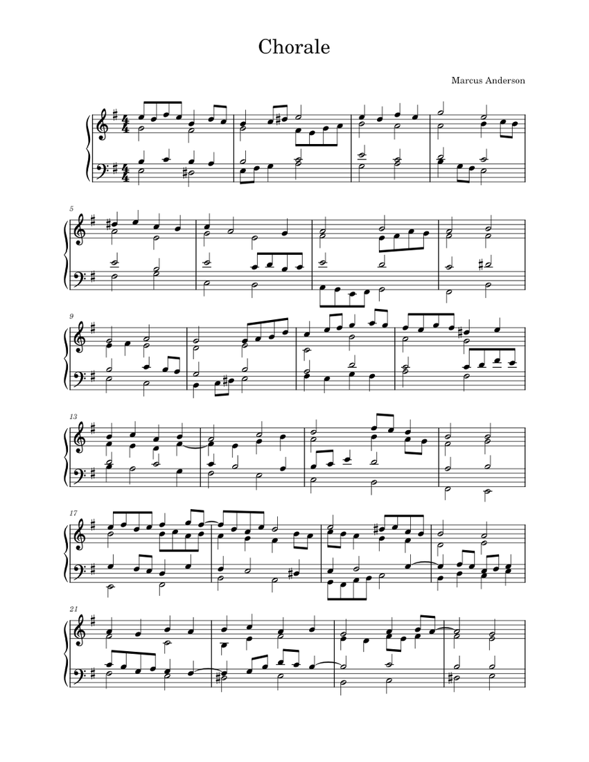 Chorale Sheet Music for Piano (Solo) easy | MuseScore.com