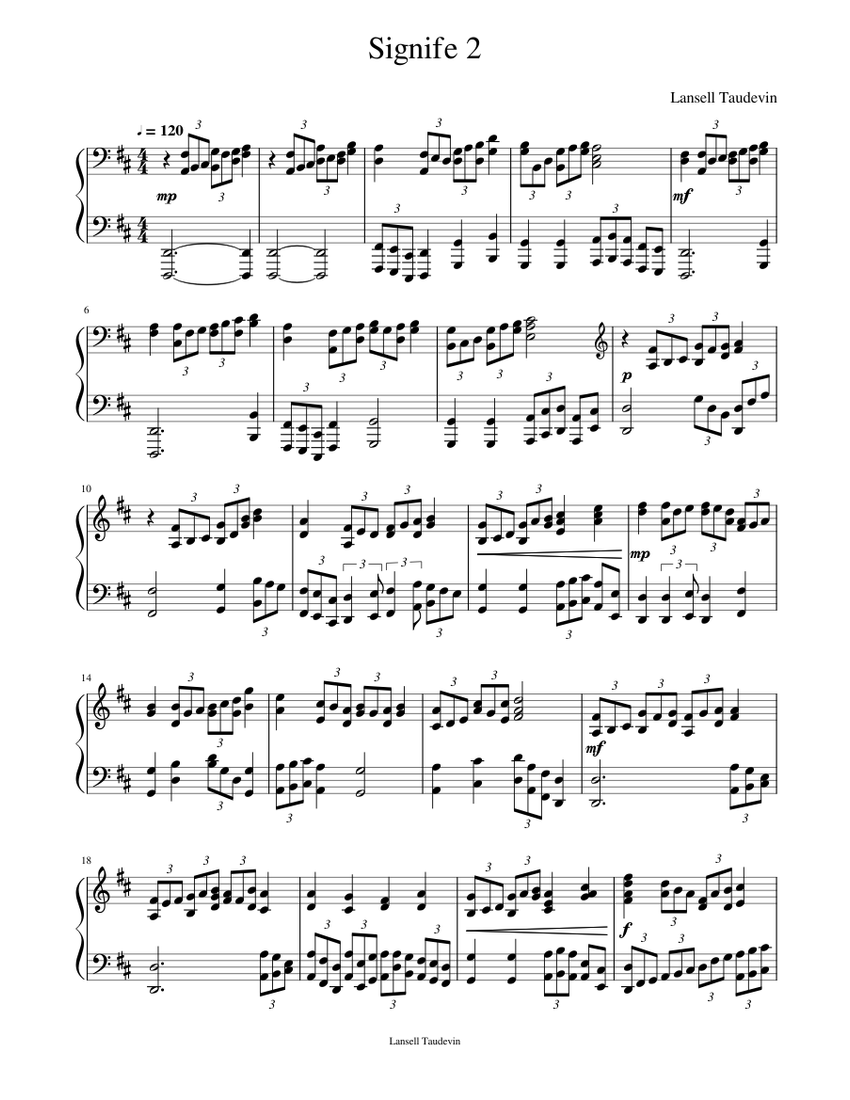 Signife 2 by Lansell Taudevin Sheet music for Piano (Solo) | Musescore.com