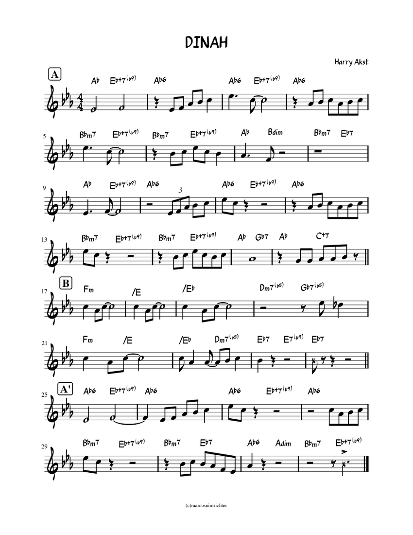 Dinah – Harry Akst leadsheet Sheet music for Piano (Solo) | Musescore.com