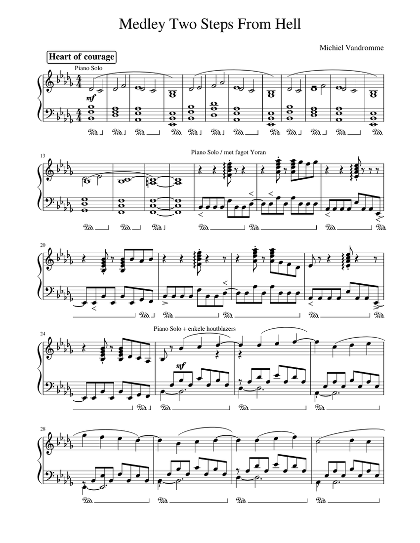 Medley Two Steps From Hell Piano Sheet Music for Piano (Solo ...