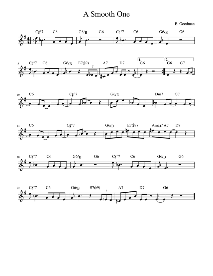A Smooth One Sheet Music for Piano (Solo) Easy | MuseScore.com