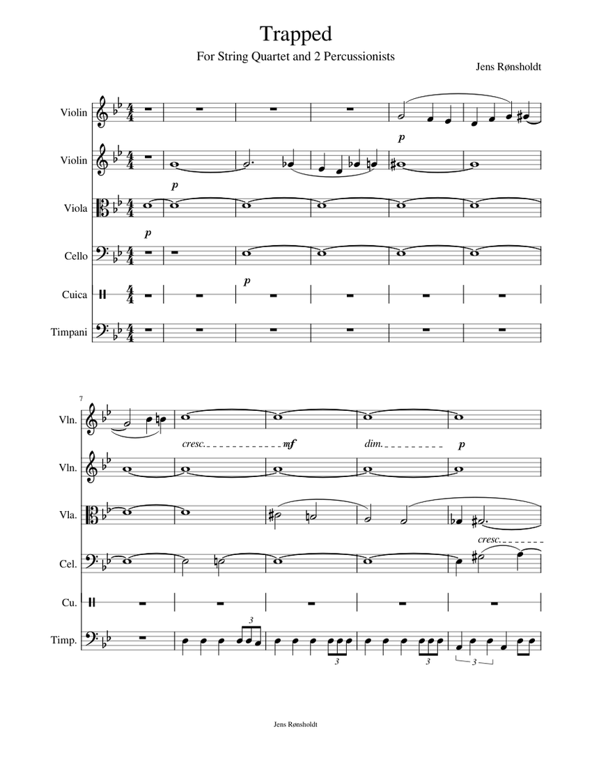 Trapped Sheet music for Timpani, Violin, Viola, Cello & more ...