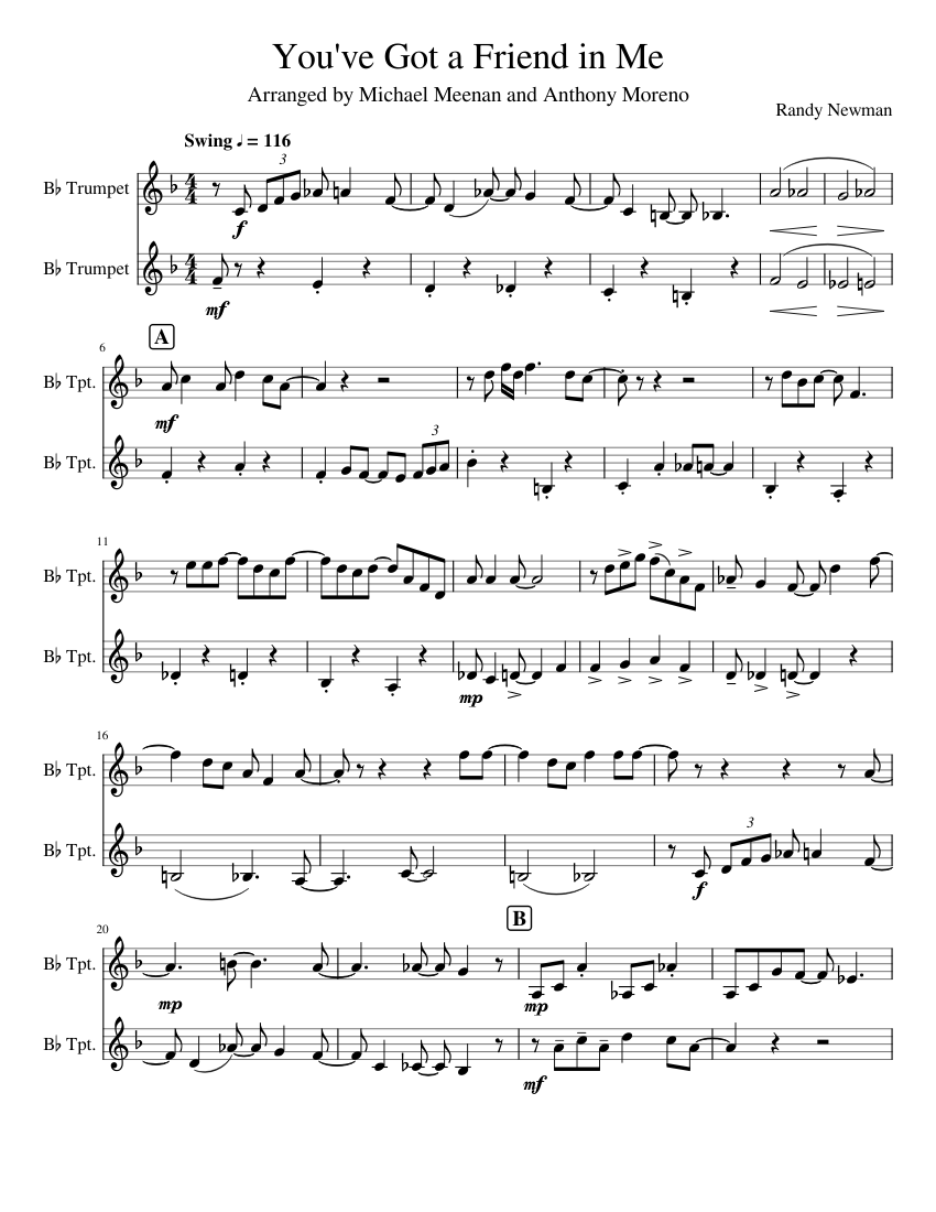 B♭ Trumpet 1 Sheet Music for Trumpet in b-flat (Brass Duet) | MuseScore.com