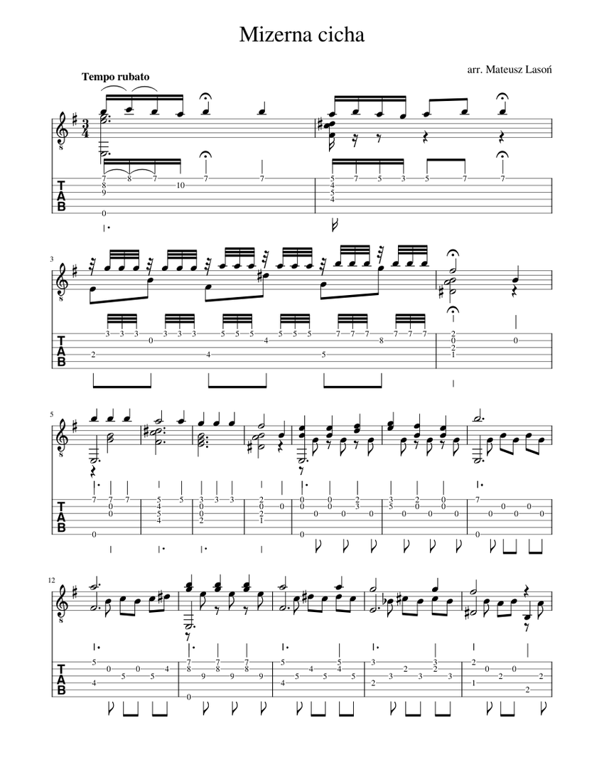 Mizerna cicha – Gitara Sheet music for Guitar (Mixed Duet) | Musescore.com