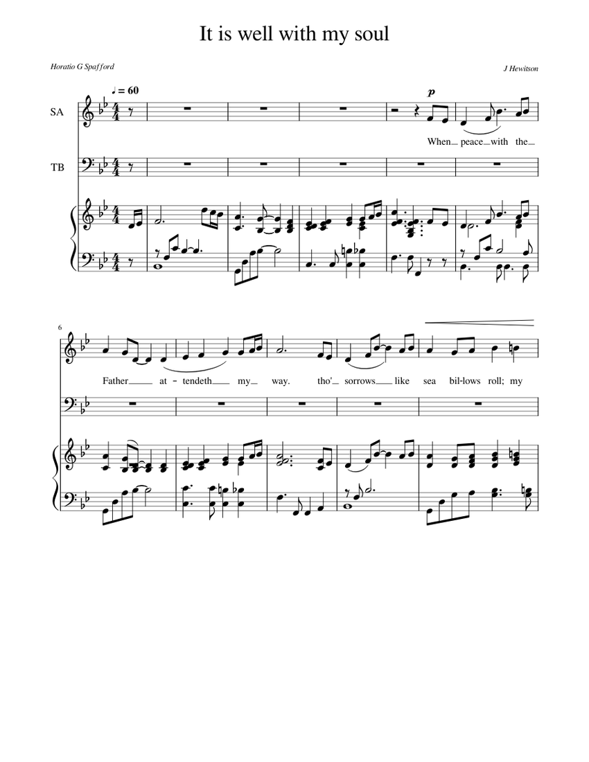 It is well with my soul Sheet music for Piano, Male, Flute (Mixed Trio ...