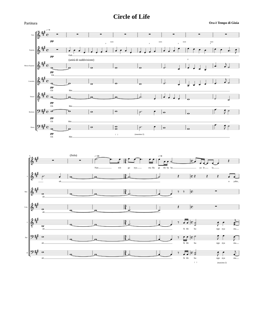 Circle_of_Life Sheet music for Soprano, Tenor, Mezzo soprano, Bassoon ...