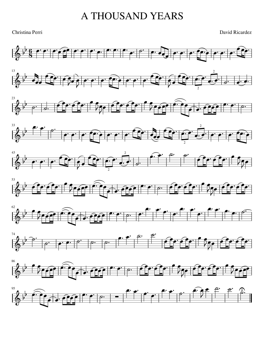 A thousand years – Christina Perri A THOUSAND YEARS Sheet music for ...