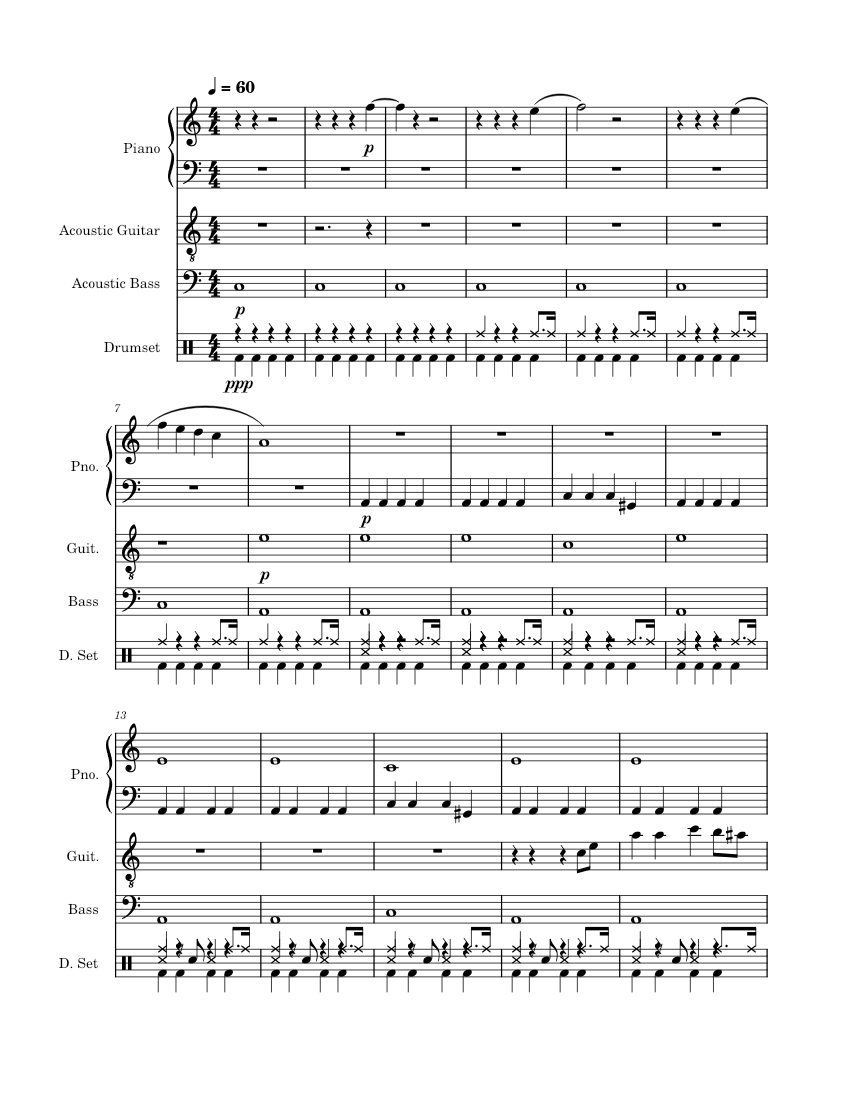Ill-fated circumstance Sheet music for Piano, Guitar, Bass guitar, Drum group (Mixed Quartet ...