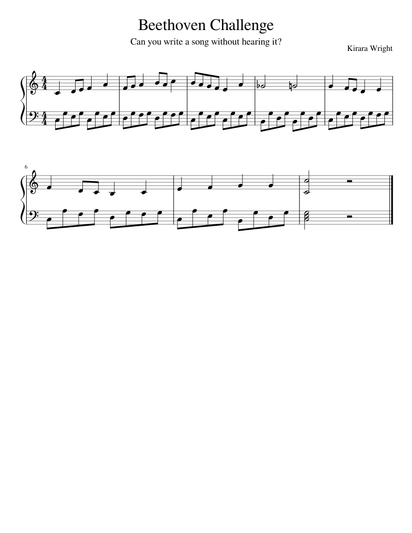 Beethoven Challenge Sheet Music for Piano (Solo) easy | MuseScore.com