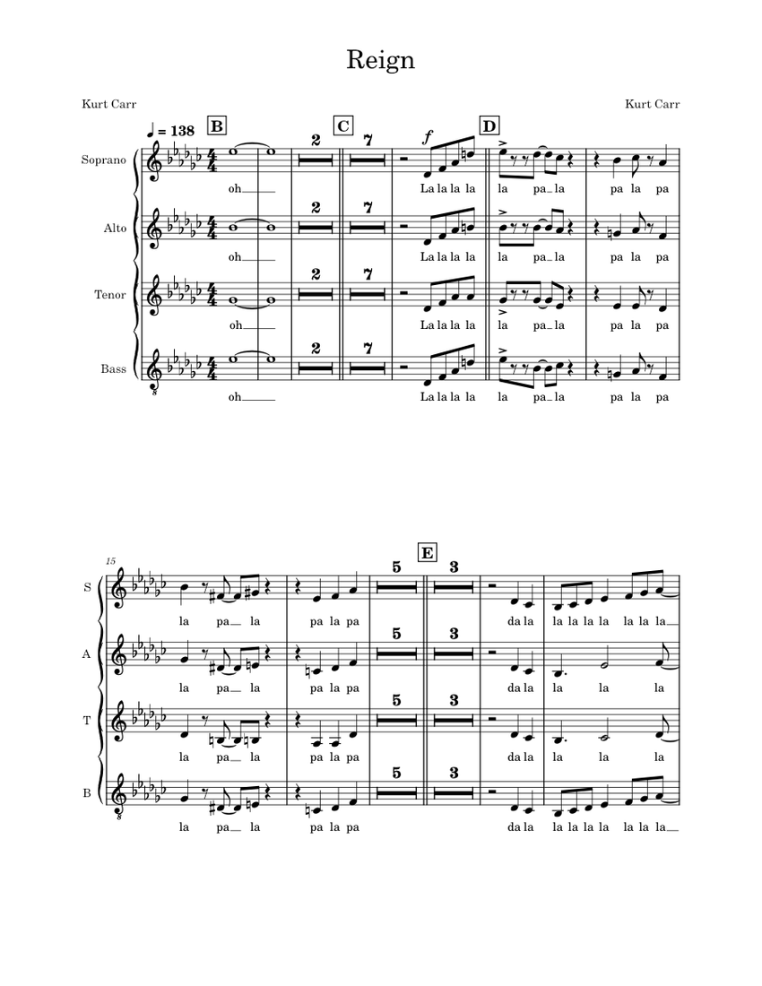 Reign – Kurt Carr Sheet Music for Piano (SATB) | MuseScore.com