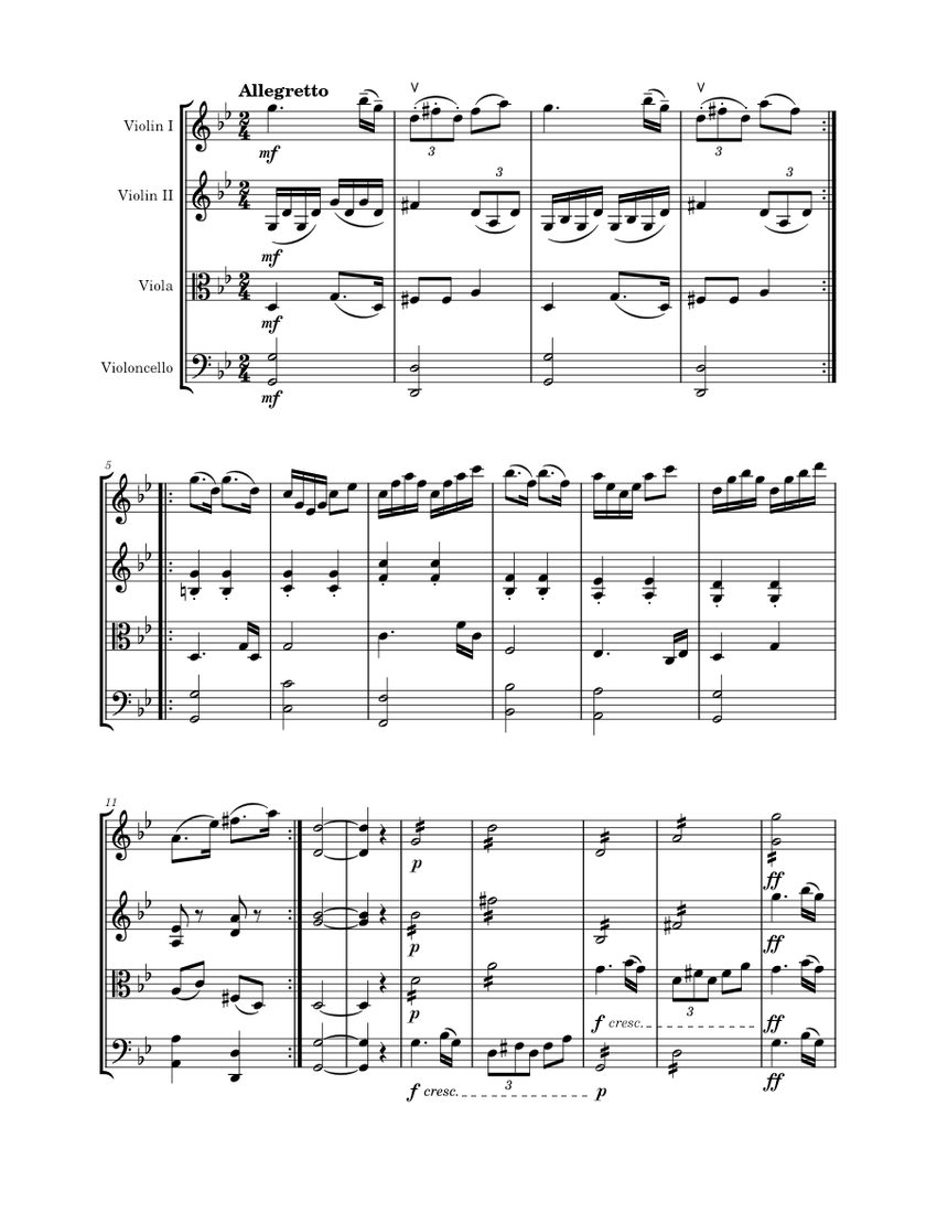 String Quartet in G minor Sheet music for Violin, Viola, Cello (String ...