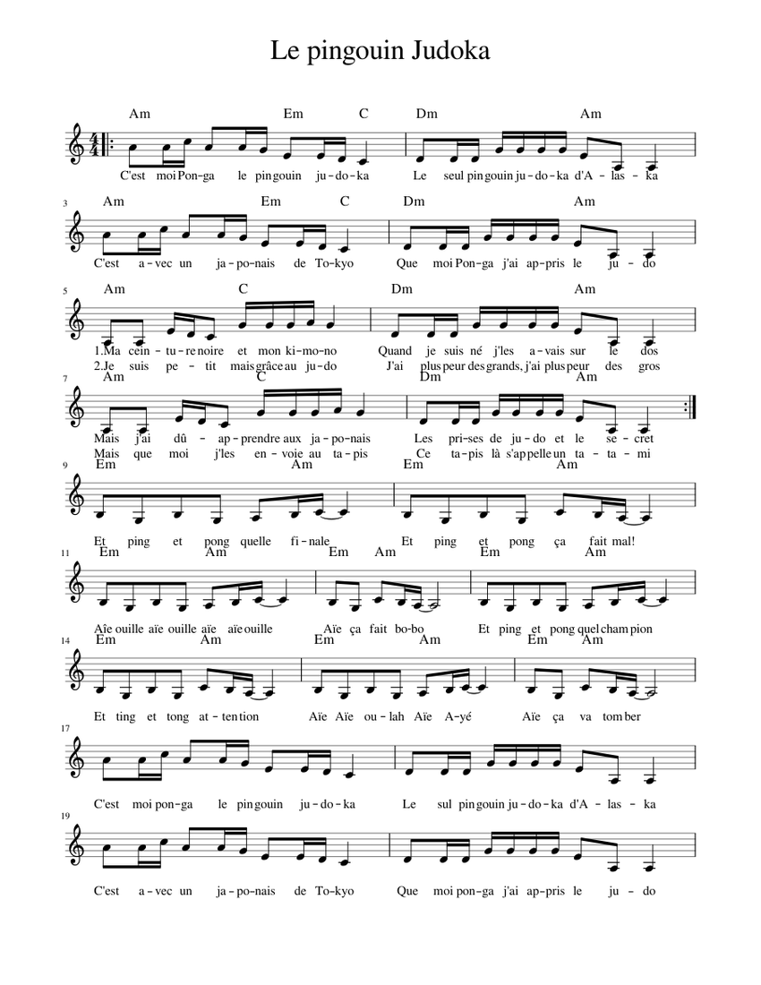 Le pingouin Judoka Sheet music for Piano (Solo) | Musescore.com