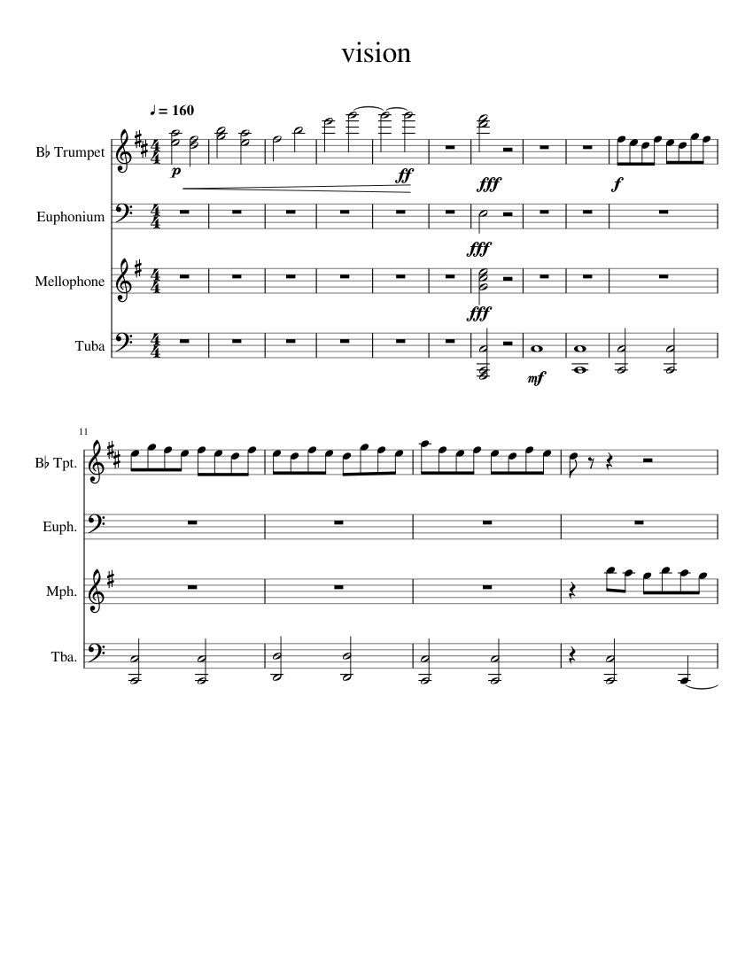 vision Sheet music for Euphonium, Tuba, Mellophone, Trumpet in b-flat ...