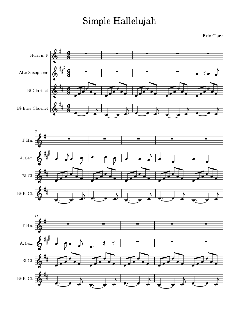 Simple Gifts – Misc tunes Simple Hallelujah Sheet music for Clarinet in ...