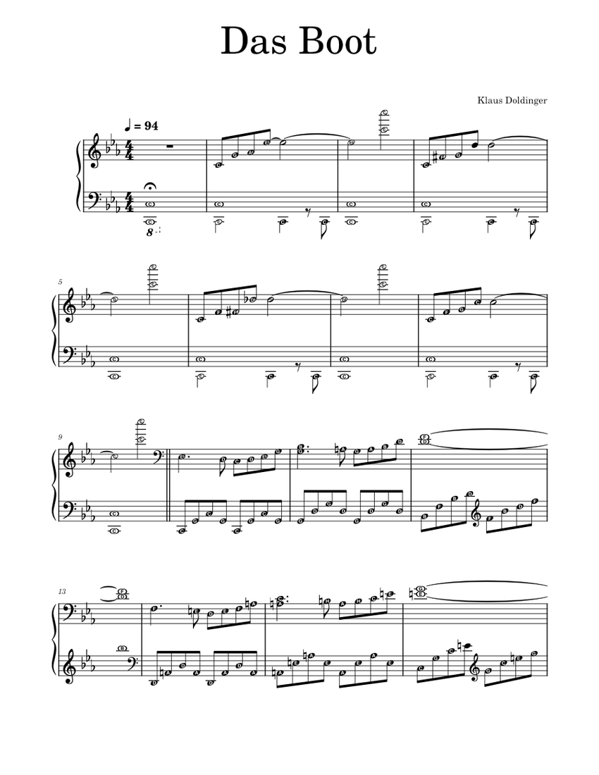 Das Boot – Klaus Doldinger Sheet music for Piano (Solo) Easy ...