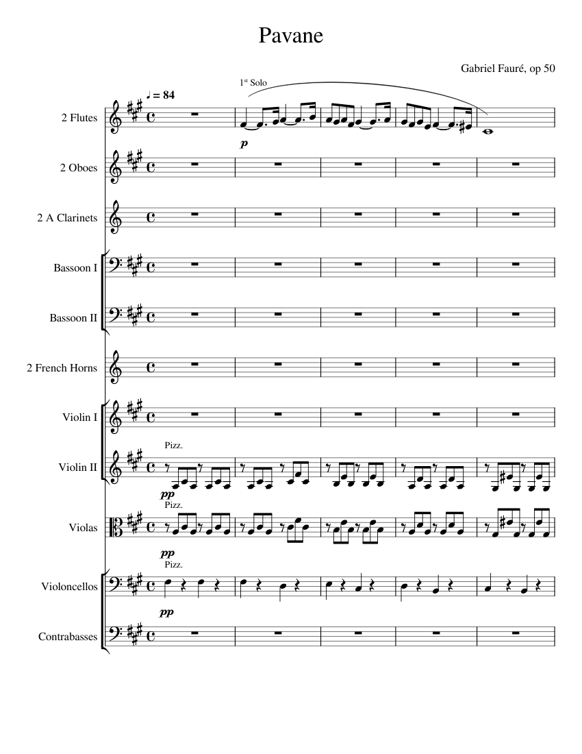 Pavane Sheet Music for Flute, Oboe, Bassoon, Contrabass & more ...