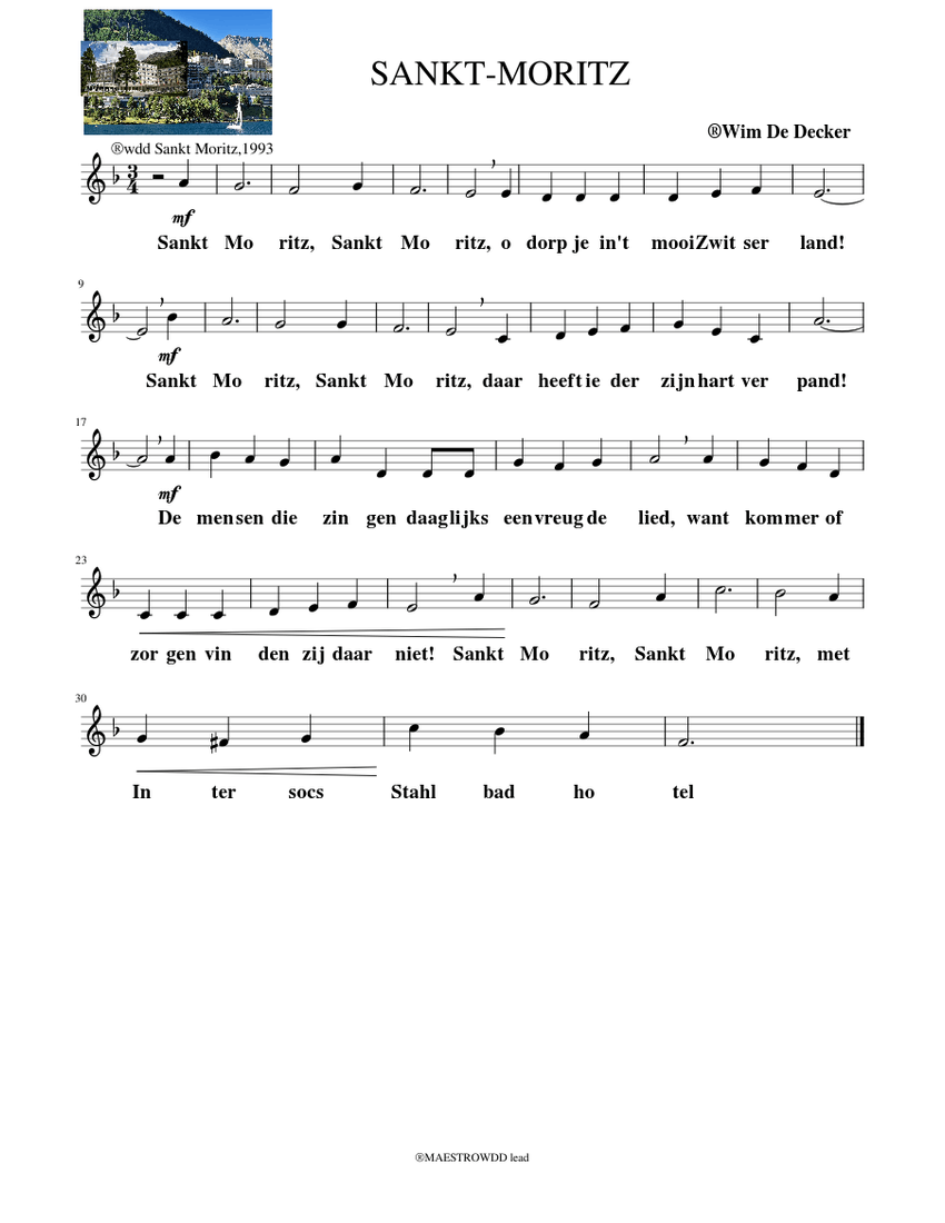 wdd SANKT-MORITZ Sheet music for Piano (Solo) Easy | Musescore.com