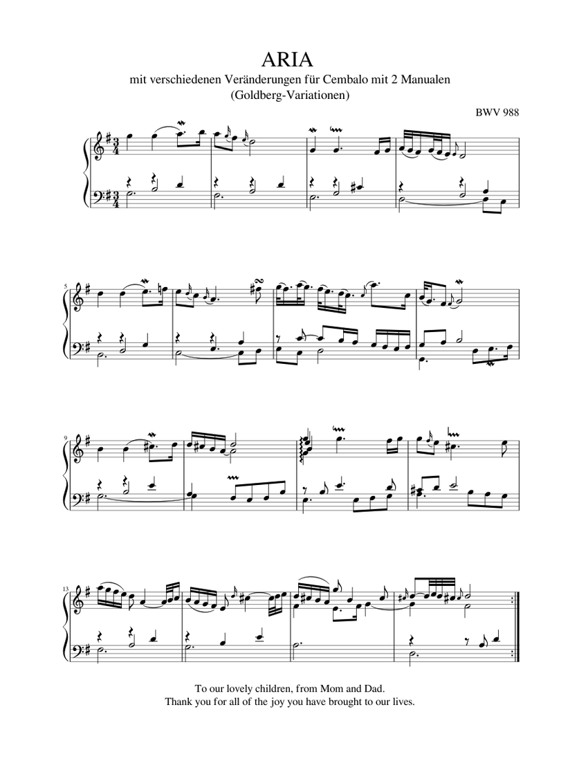 aria Sheet Music for Piano (Solo) | MuseScore.com
