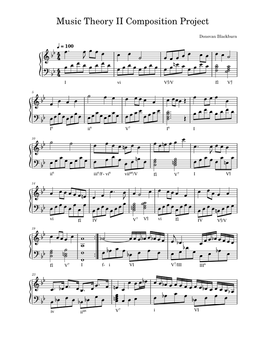 Music Theory II Composition Project Sheet music for Piano (Solo ...