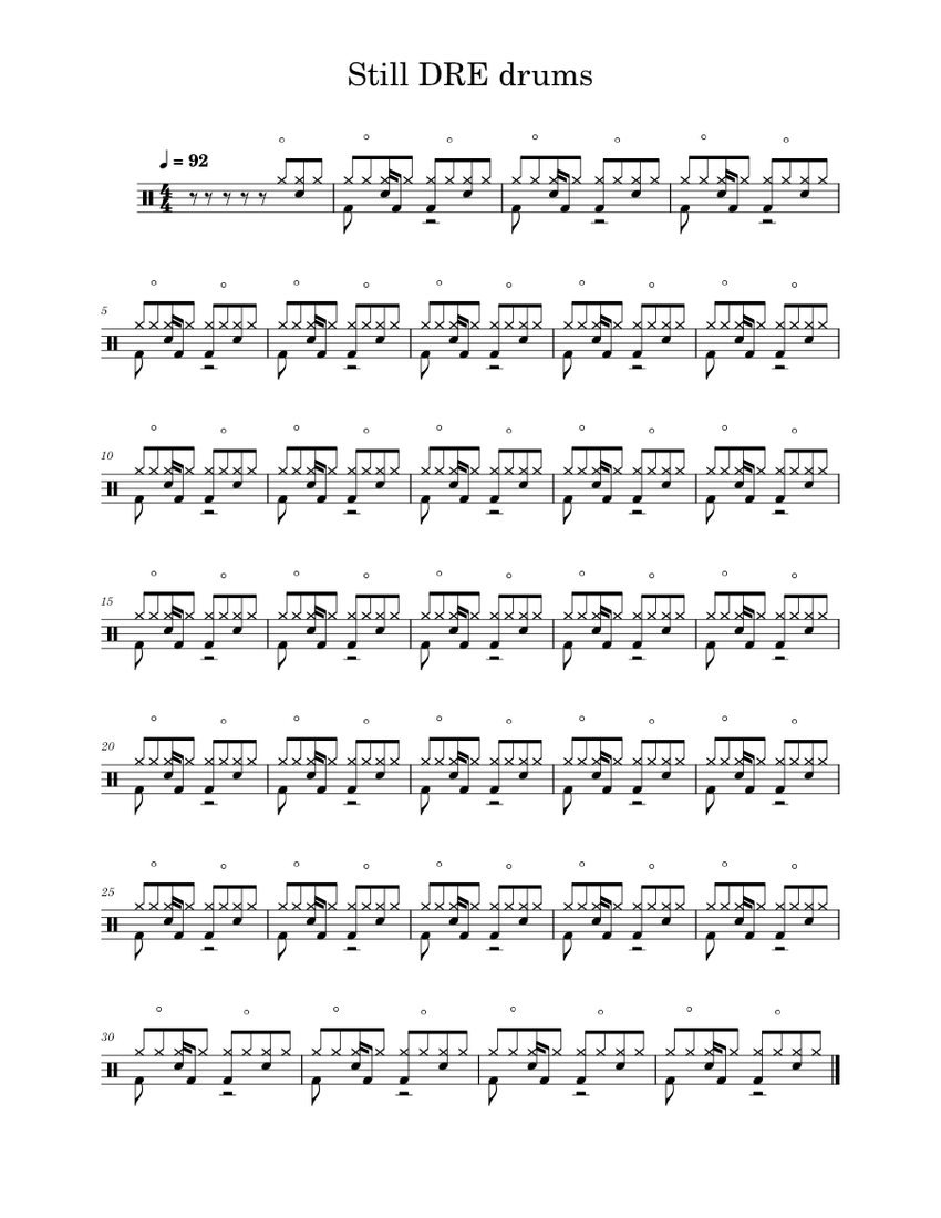 Still DRE drums Sheet Music for Drum group (Drum Corps (Modern ...