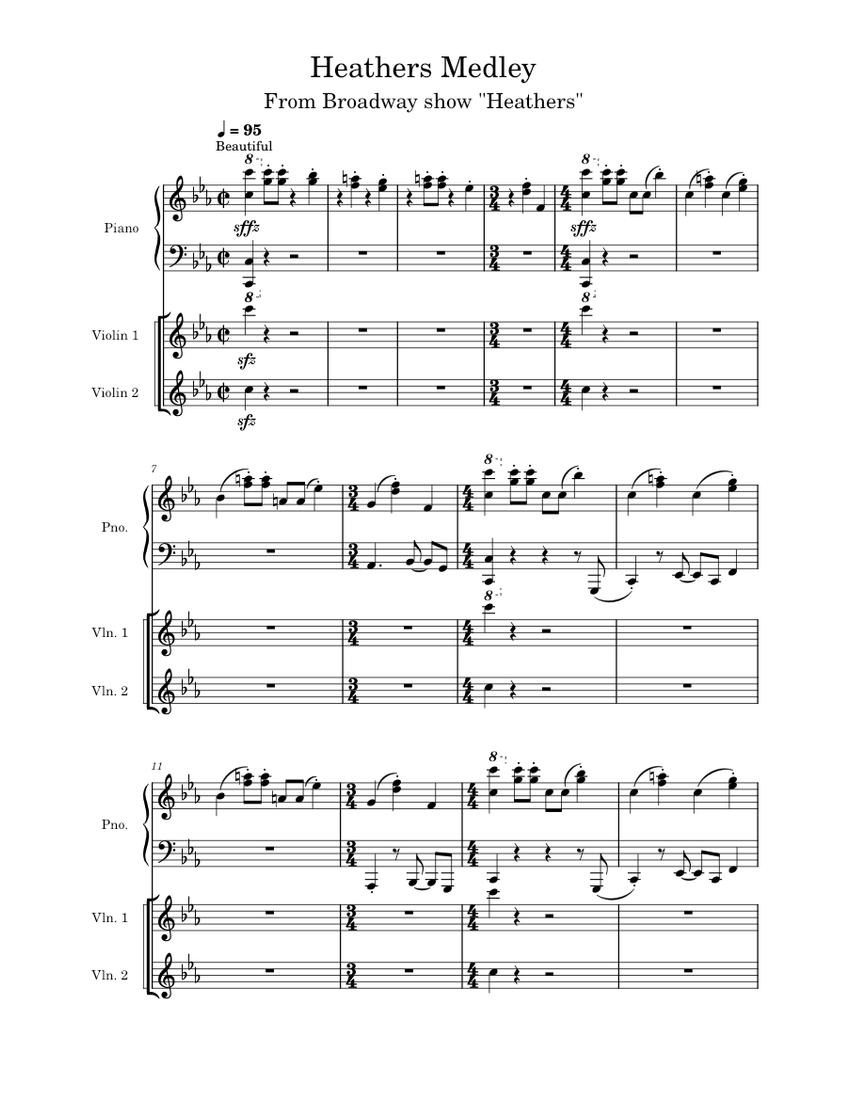 Heathers The Musical – Heathers The Musical Heathers Medley Sheet Music ...