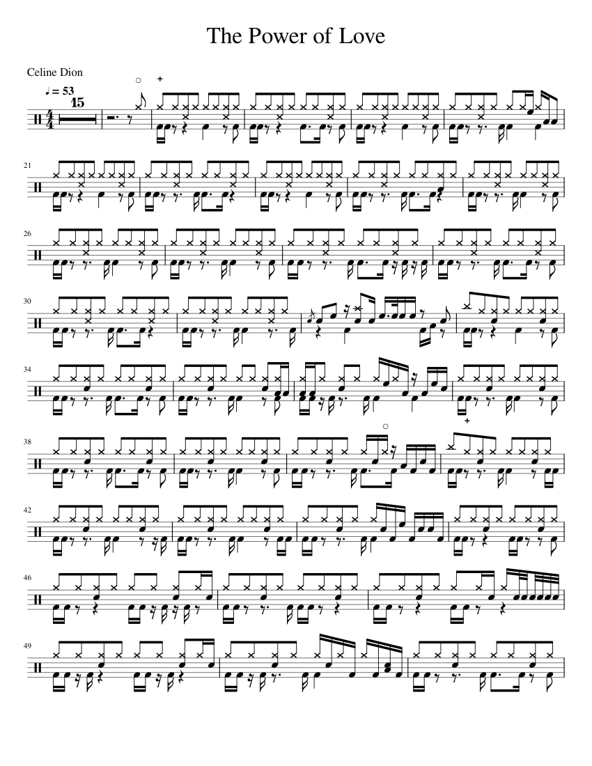 The Power of Love Celine Dion Drum Cover Sheet Music for Drum group ...
