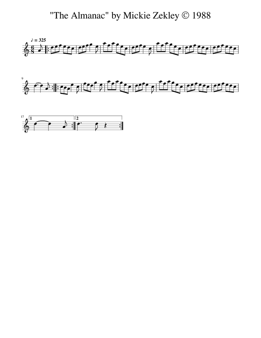 "The Almanac" by Mickie Zekley © 1988 Sheet music for Piano (Solo) Easy ...