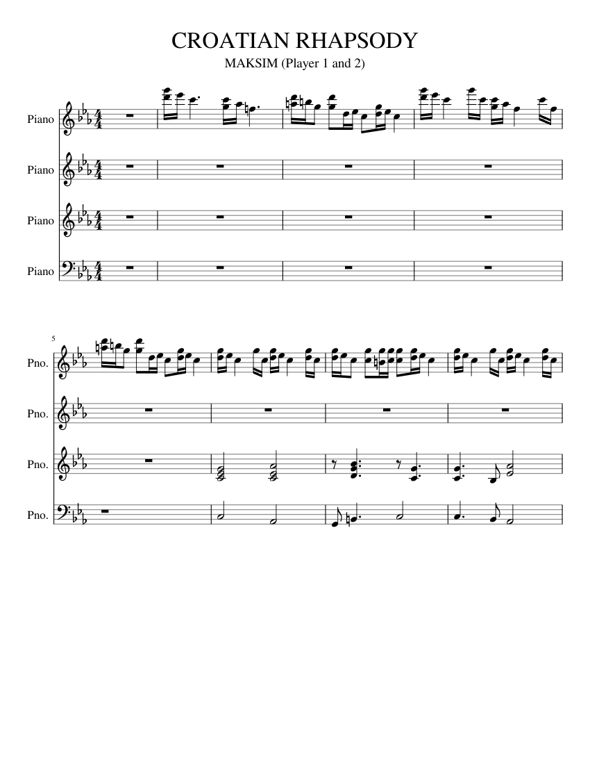 Croatian Rhapsody Sheet music for Piano (Mixed Quartet) | Musescore.com