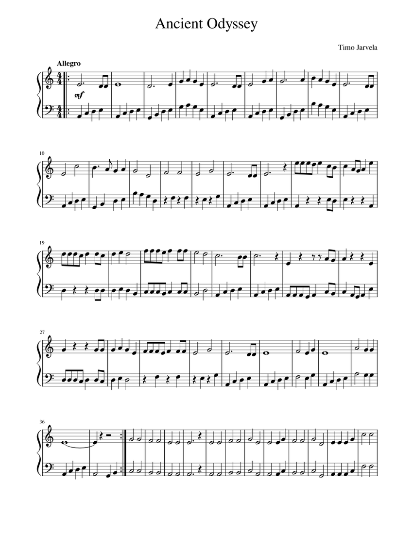 Ancient Odyssey – Timo Jarvela Sheet music for Piano (Solo) | Musescore.com