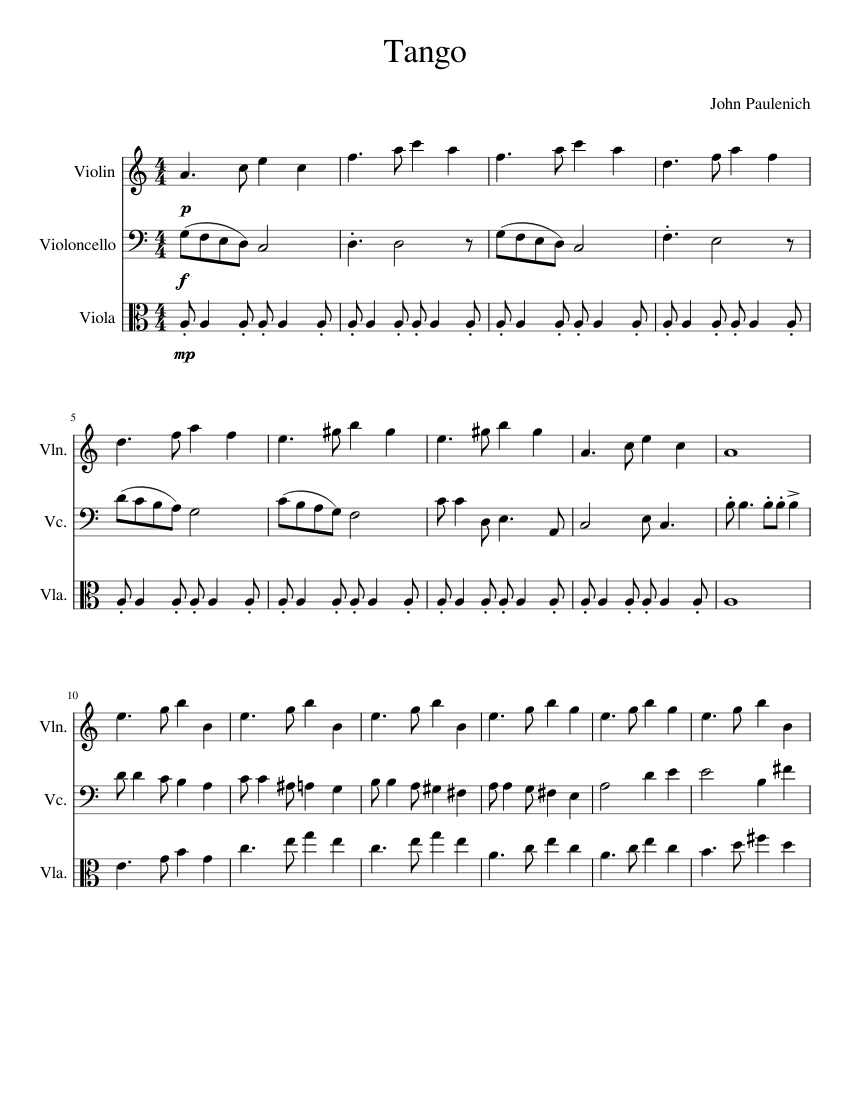 Tango Sheet Music for Violin, Viola, Cello (String Trio) | MuseScore.com