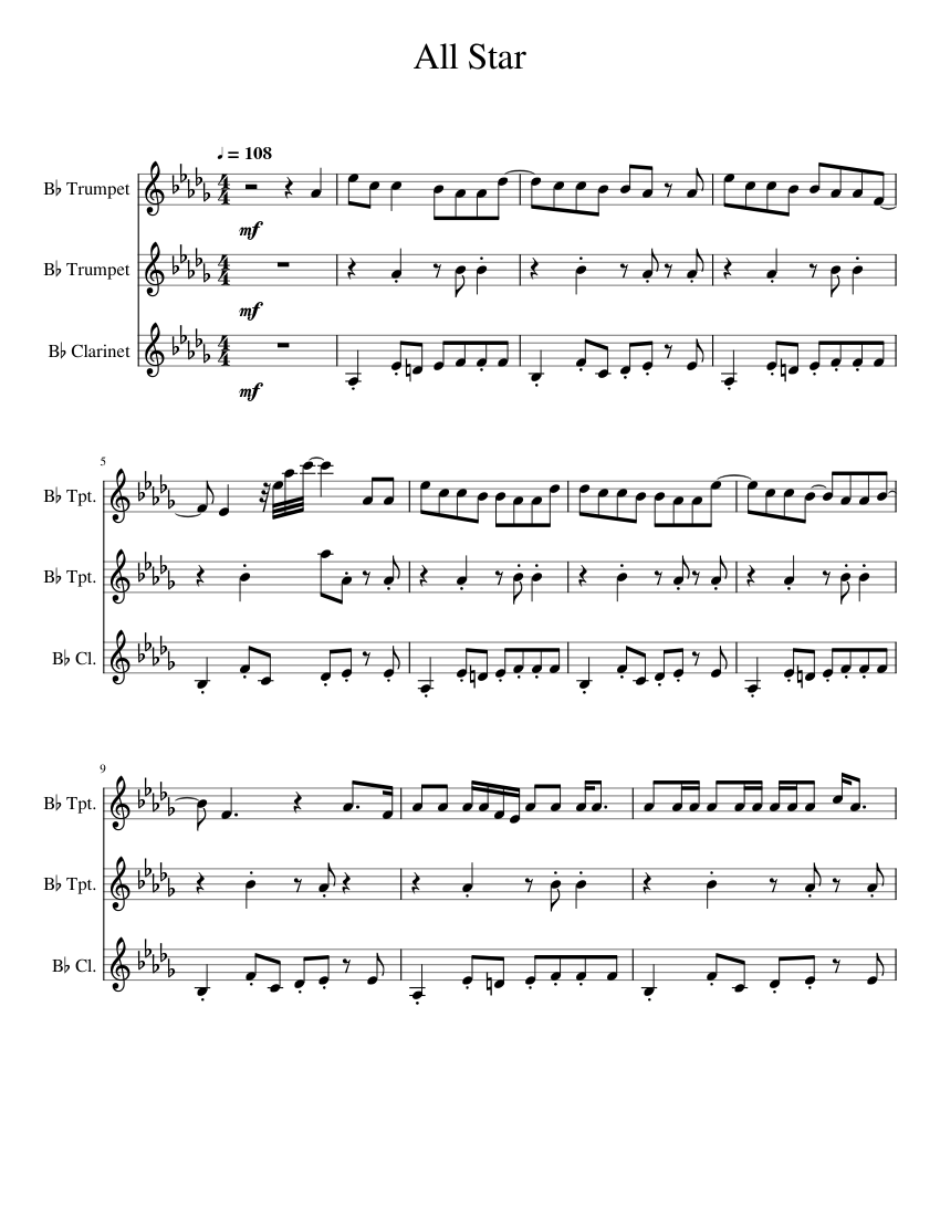 All Star Trumpet Trumpet Clarinet Sheet music for Clarinet in b-flat ...