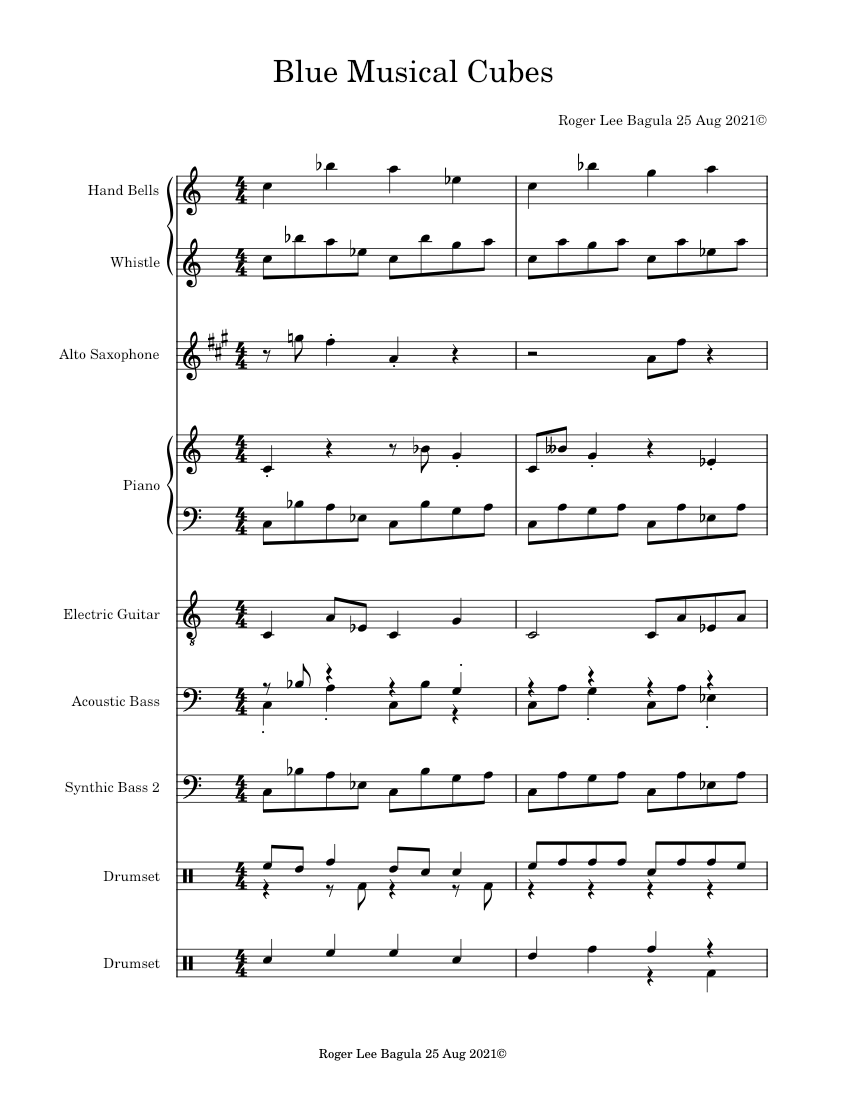 Blue Musical Cubes(4 dimensional music) Sheet music for Piano, Kazoo ...