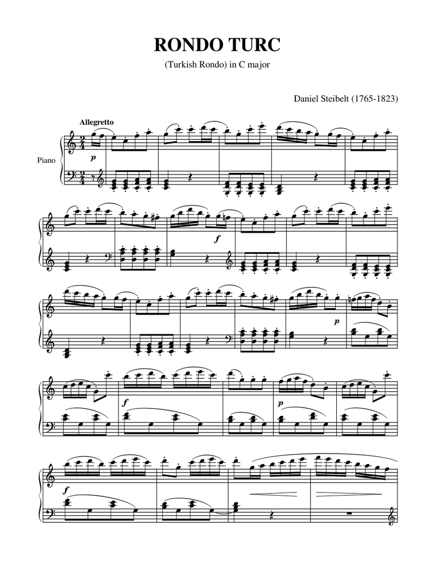 RONDO TURC (Steibelt) Sheet music for Piano (Solo) | Musescore.com