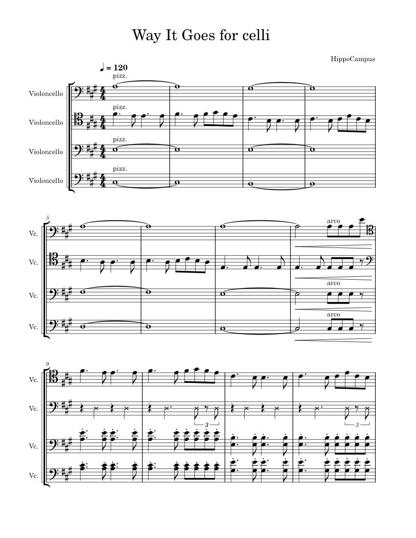 Way It Goes – Hippo Campus (Arr. Orest Shpata) Sheet music for Cello ...